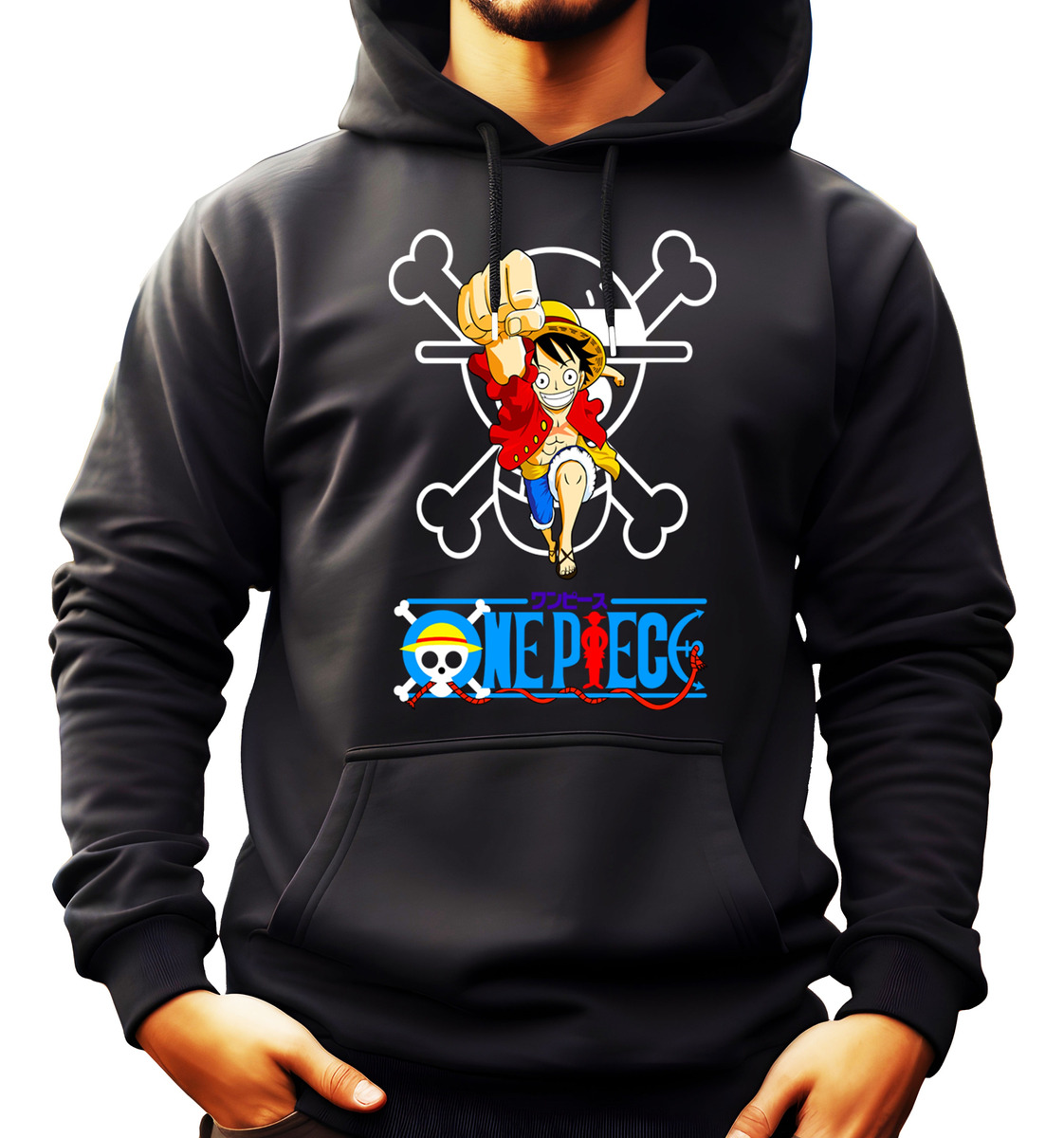 Buzo Canguro Con Capucha Anime Luffy Saltando One Piece – MundoGeek